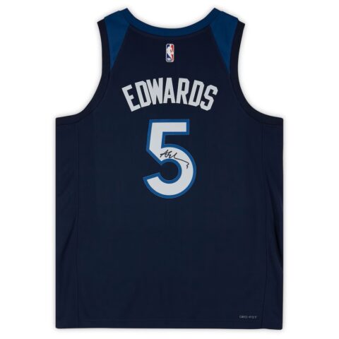 Anthony Edwards Minnesota Timberwolves Autographed Navy Nike Icon ...