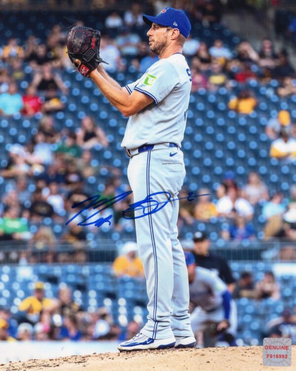 Max Scherzer Toronto Blue Jays About to throw pitch Autographed 8x10 ...